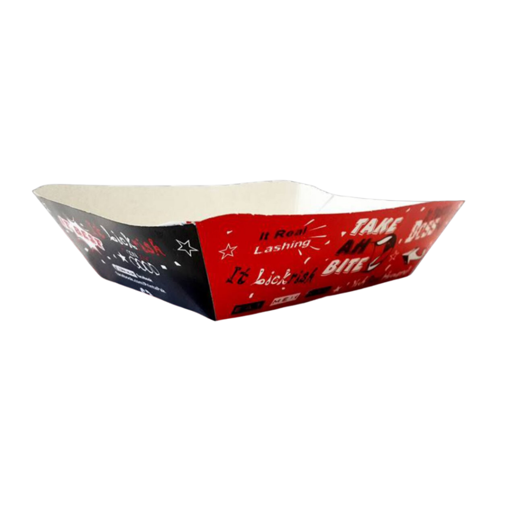 Red, White & Black Large Printed Paper Trays - (8.5”Lx6”Wx2”H) /300pcs ...